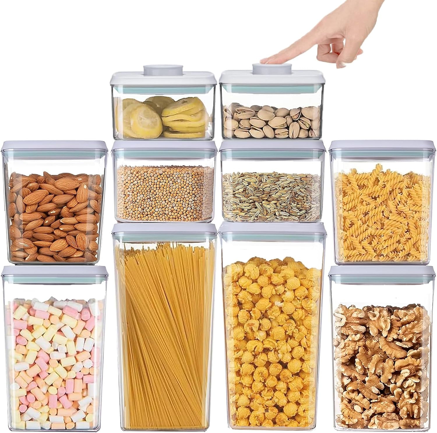 Containers with Lids - Stackable Airtight Food Storage, Kitchen Pantry ...