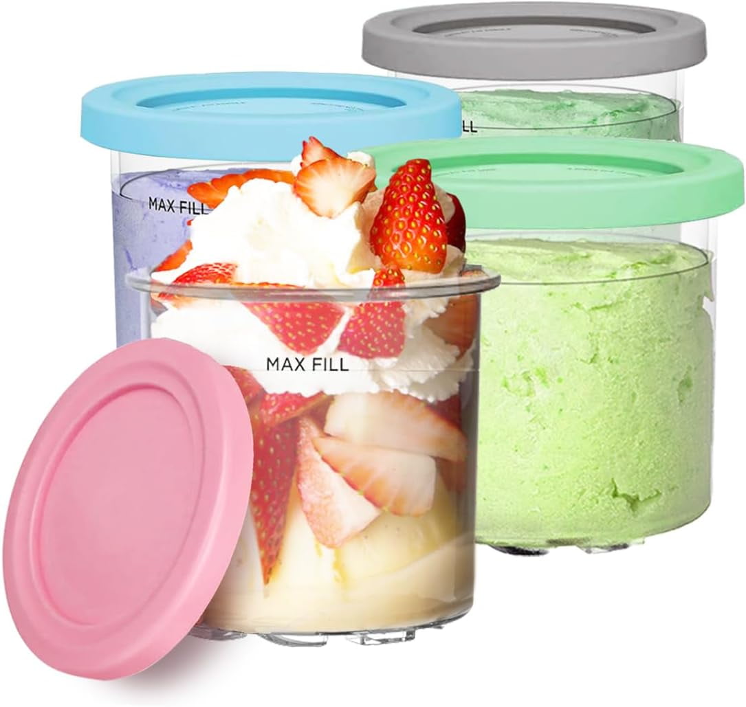 Containers Replacement Ice Cream Containers 7-in-1 Pints and Lids -4 ...