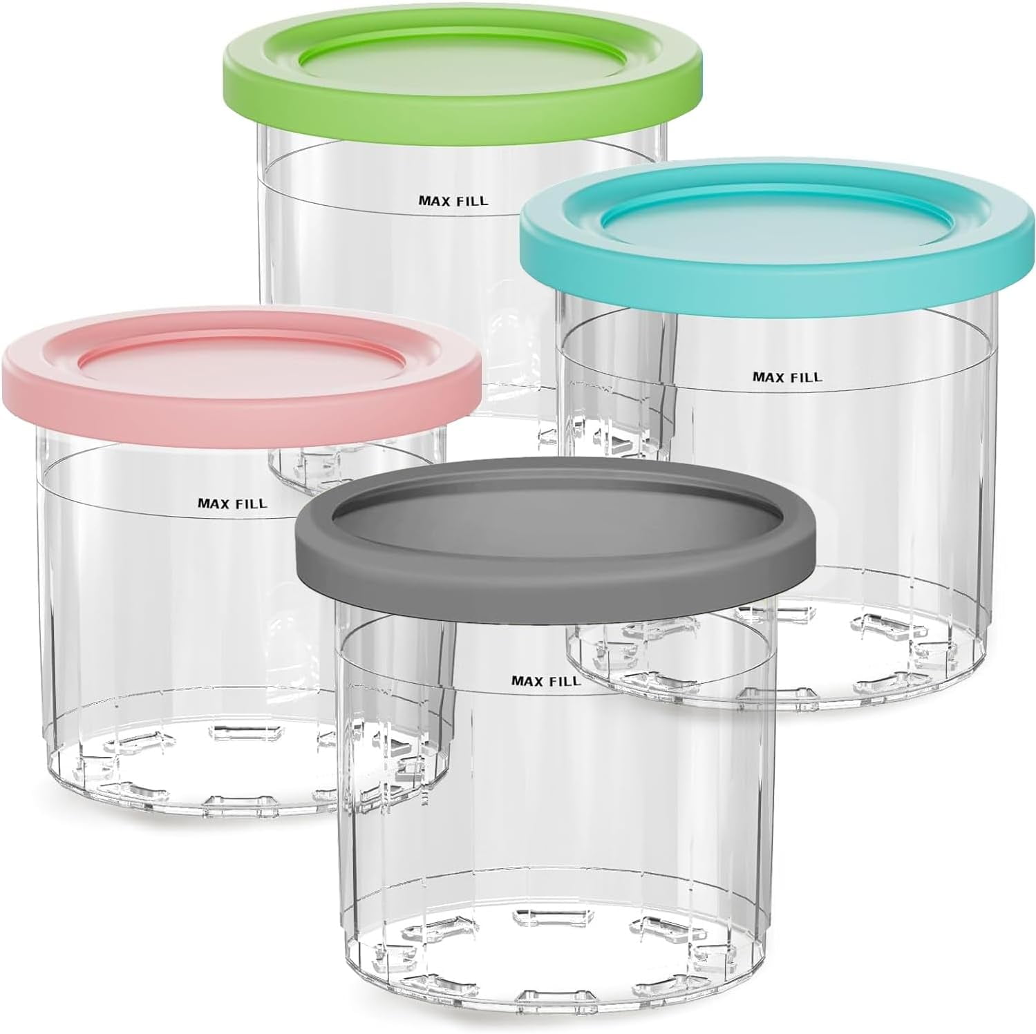 Containers Replacement for Ninja Creami Pints and Lids - 4 Pack, 16oz ...