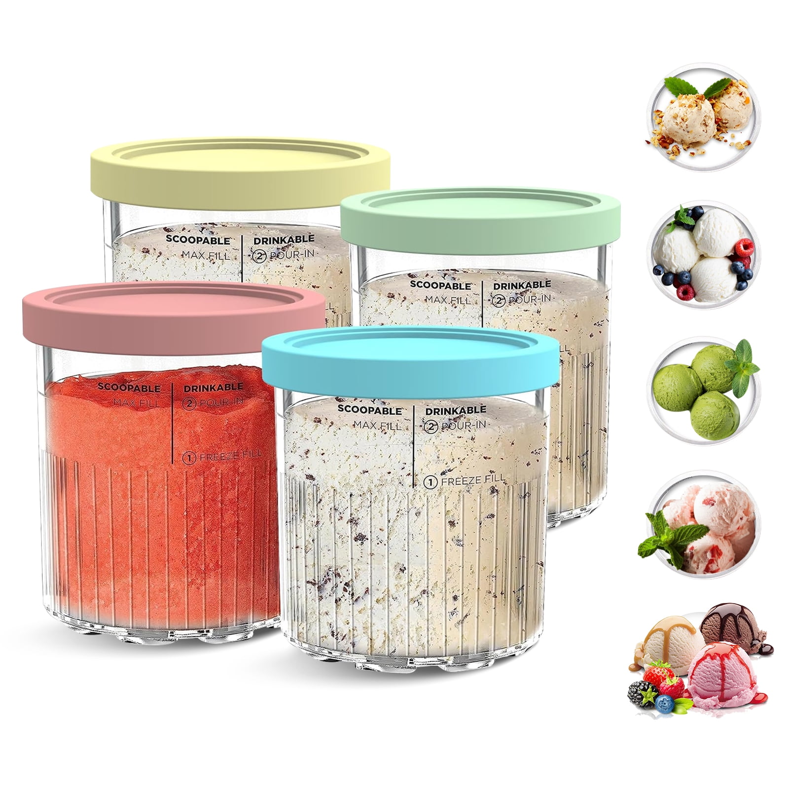 Containers Replacement For Ninja Creami Pints And Lids 4 Pack 24oz