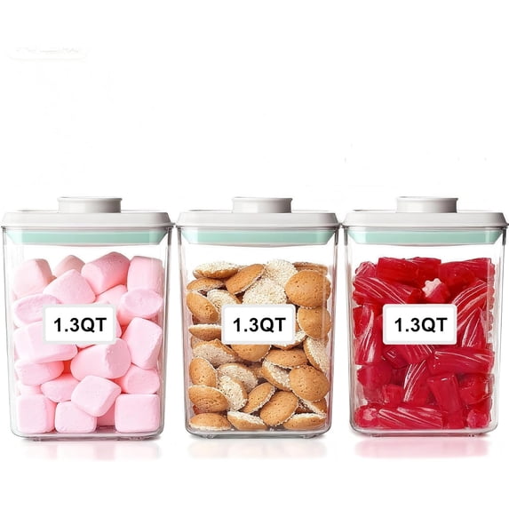 Containers with Lids - Stackable Airtight Food Storage Kitchen Pantry ...