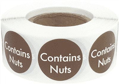Contains Nuts Brown Labels .75 Inch Round Circle Dots 500 Adhesive ...