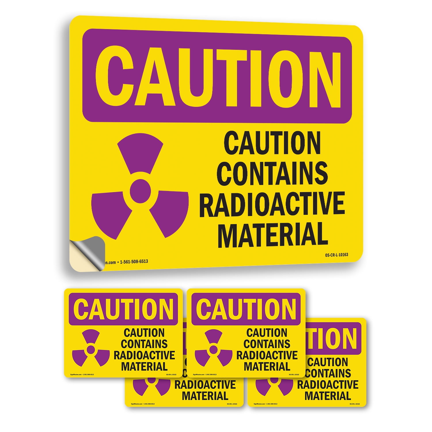 Contains Radioactive Material OSHA Caution Radiation Vinyl Decal Label ...