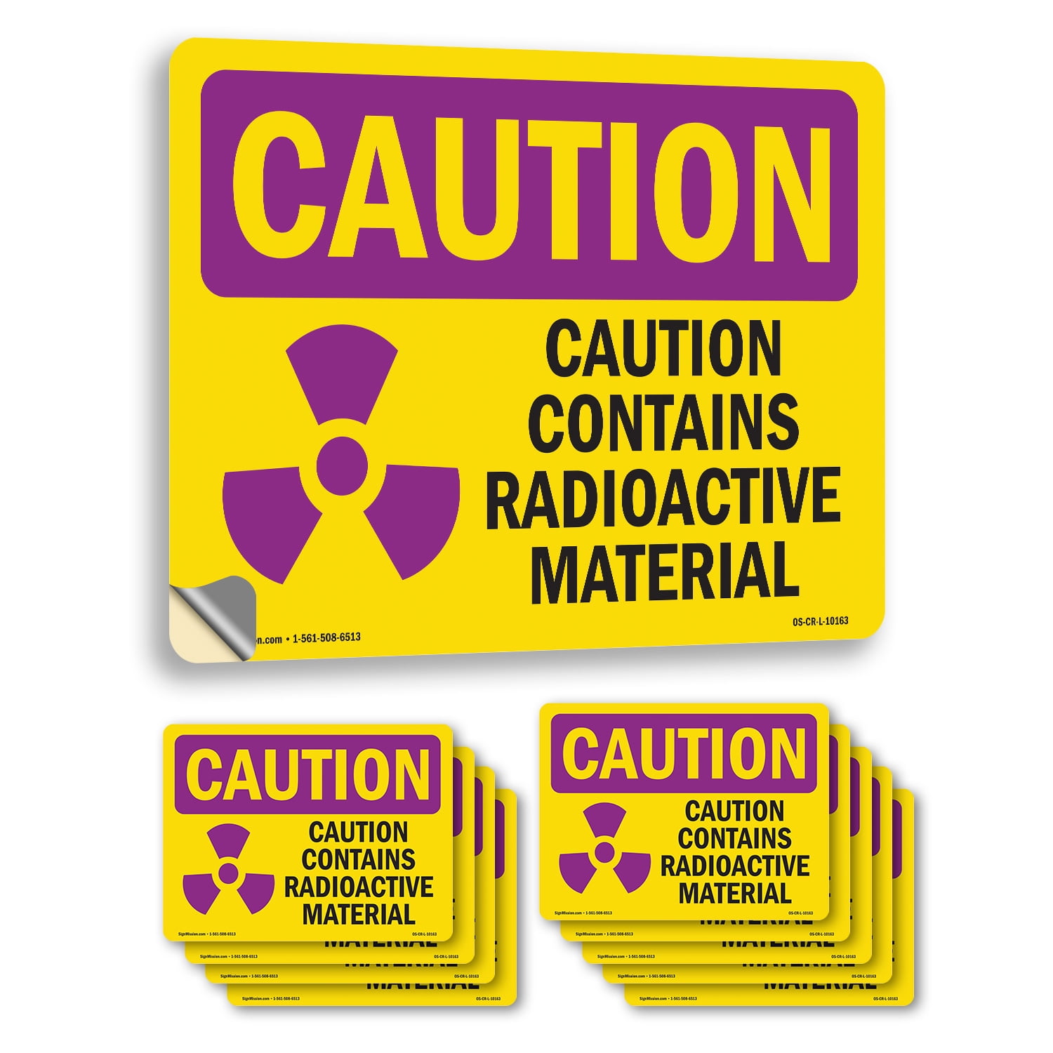 Contains Radioactive Material OSHA Caution Radiation Vinyl Decal Label ...