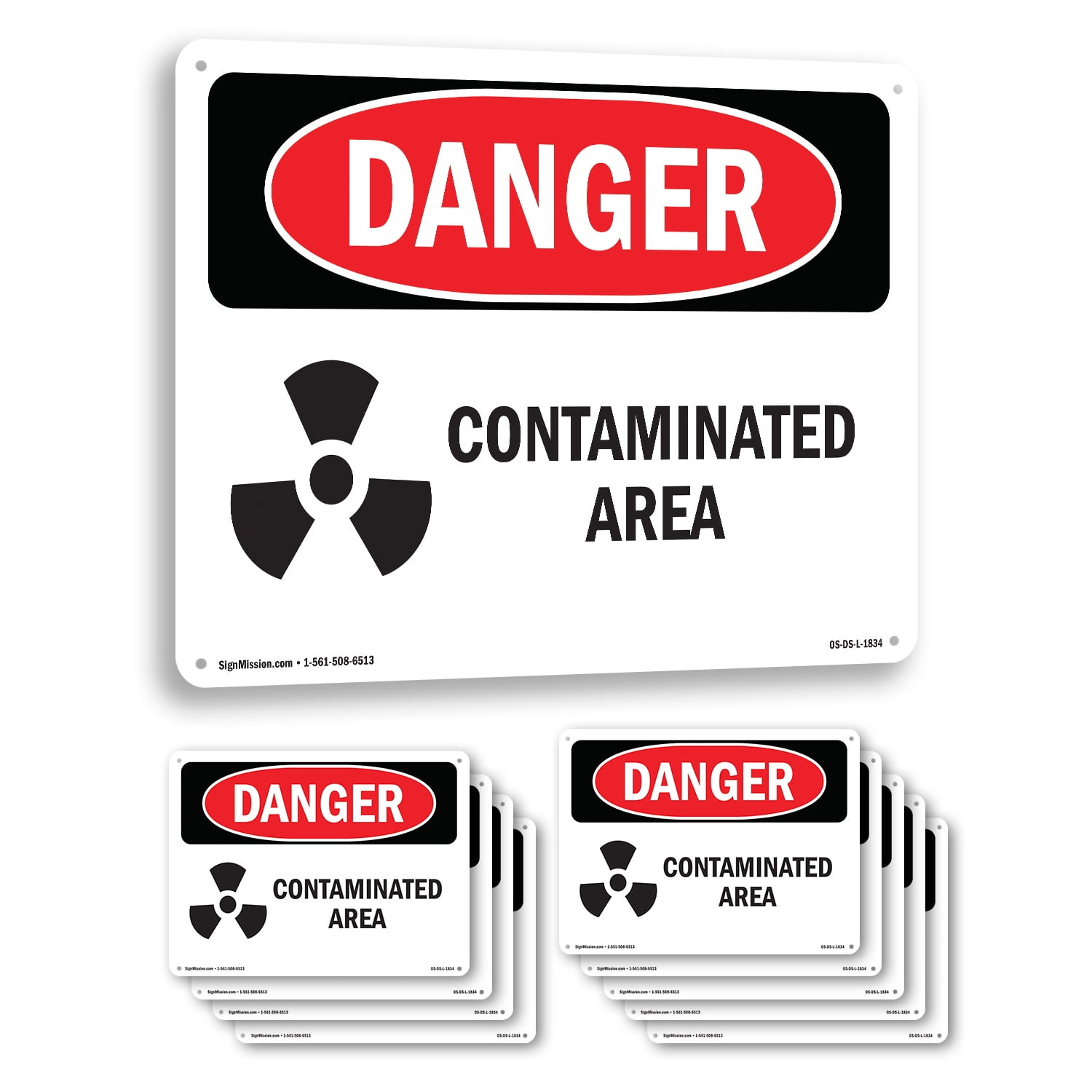 Contaminated Area OSHA Danger Rigid Plastic Sign 24 Inch x 18 Inch - 10 ...
