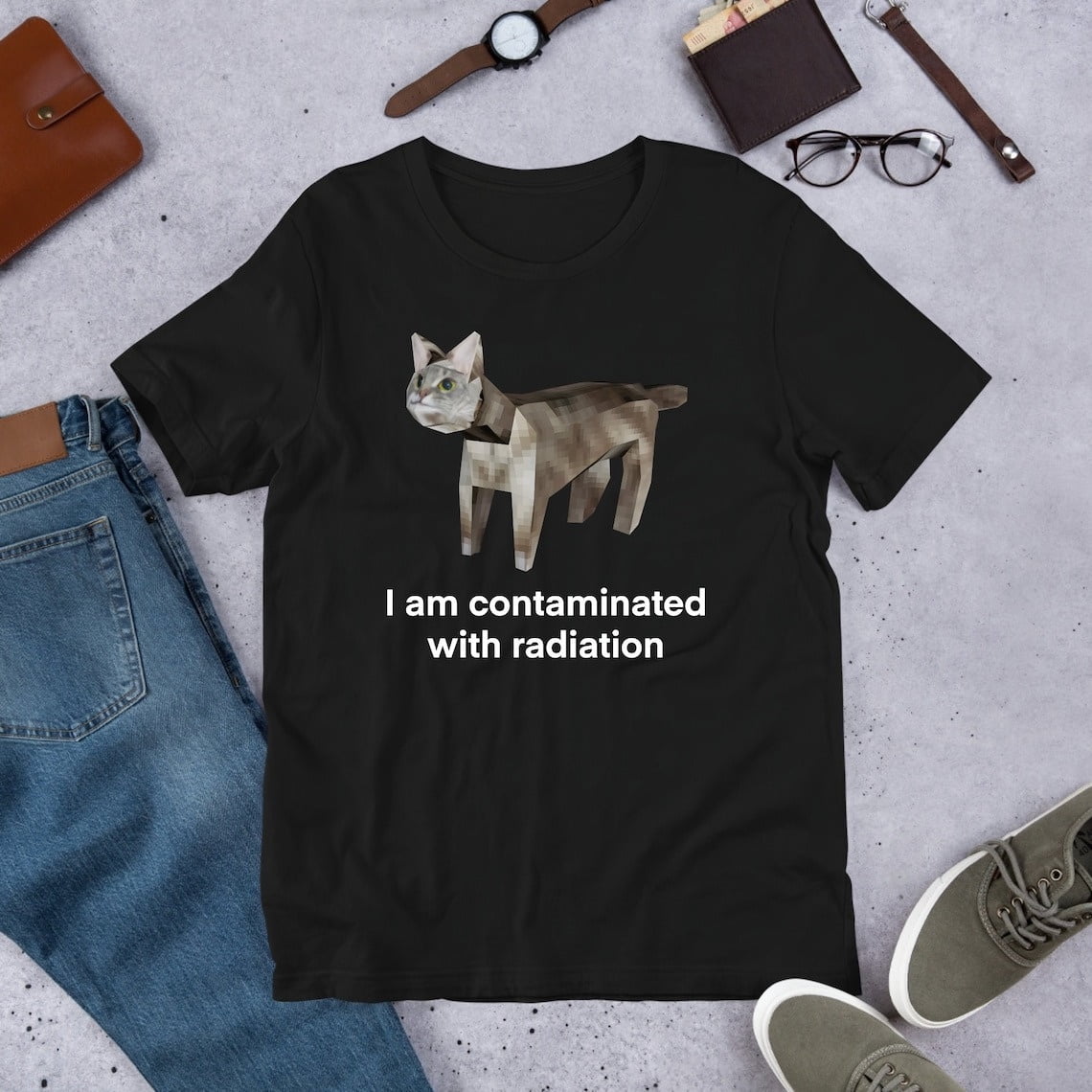 Contaminated Cat Meme Shirt Ironic Weirdcore Graphic - Walmart.com