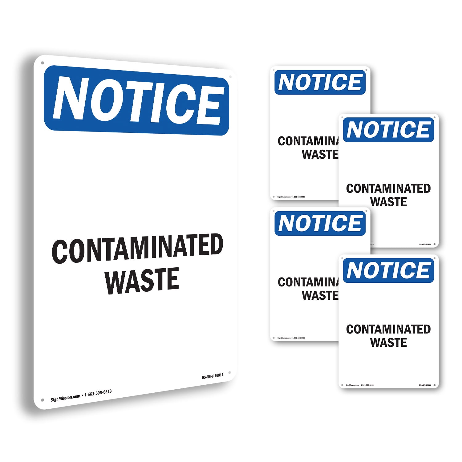 Contaminated Waste OSHA Notice Rigid Plastic Sign 14 Inch x 10 Inch - 5 ...