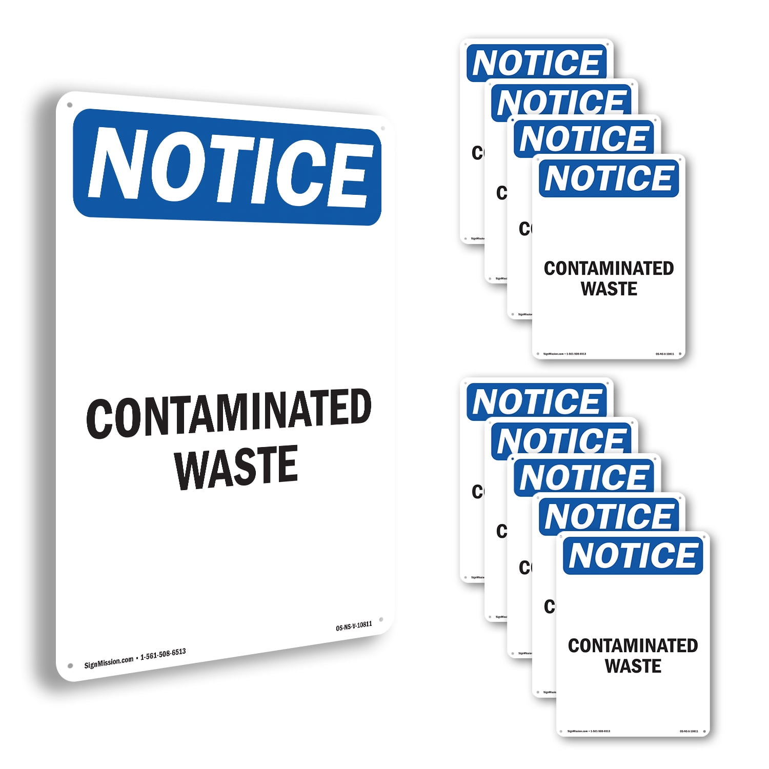 Contaminated Waste OSHA Notice Rigid Plastic Sign 24 Inch x 18 Inch ...