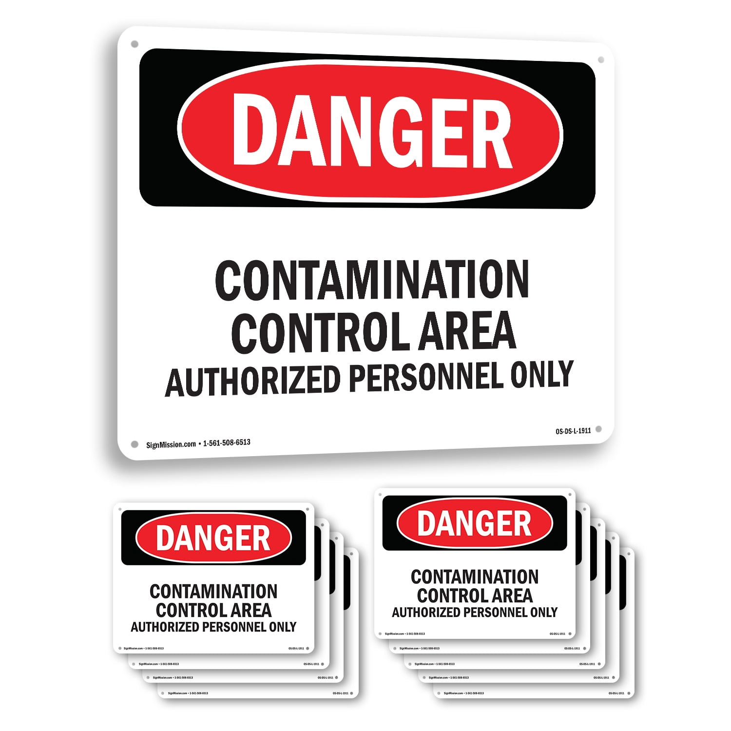 Contamination Control Area Authorized OSHA Danger Aluminum Sign 18 Inch ...