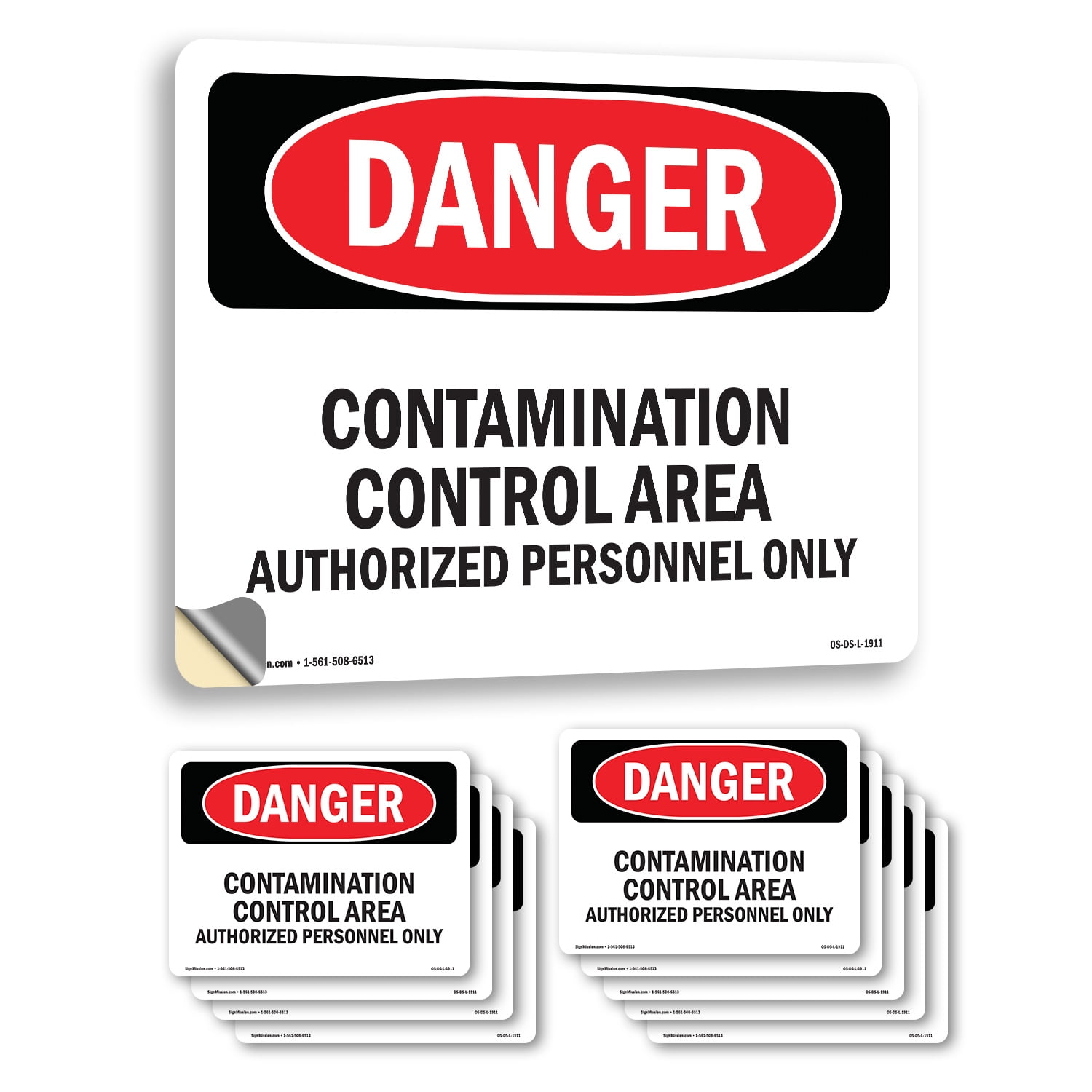 Contamination Control Area Authorized OSHA Danger Vinyl Decal Label 18 ...