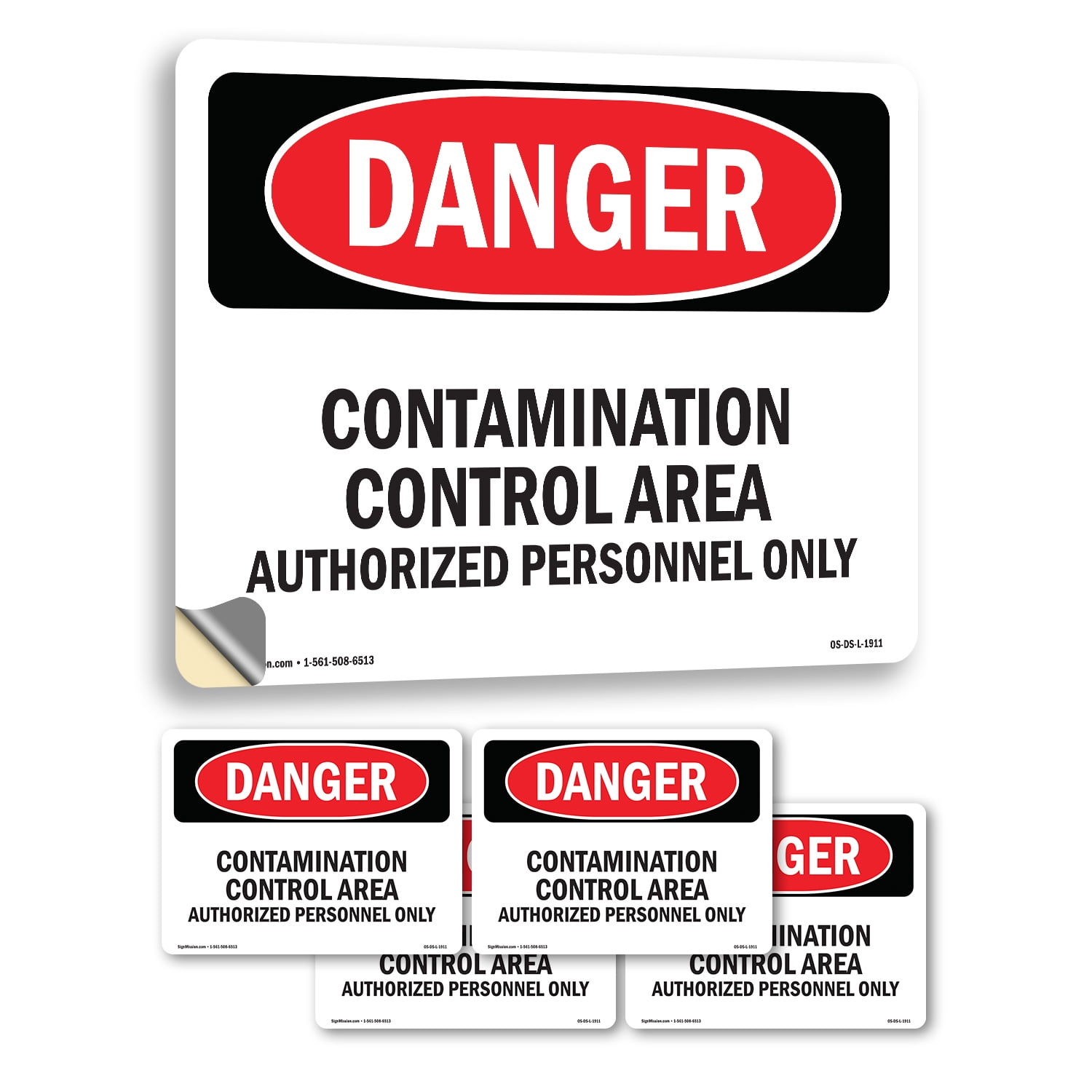 Contamination Control Area Authorized OSHA Danger Vinyl Decal Label 24 ...