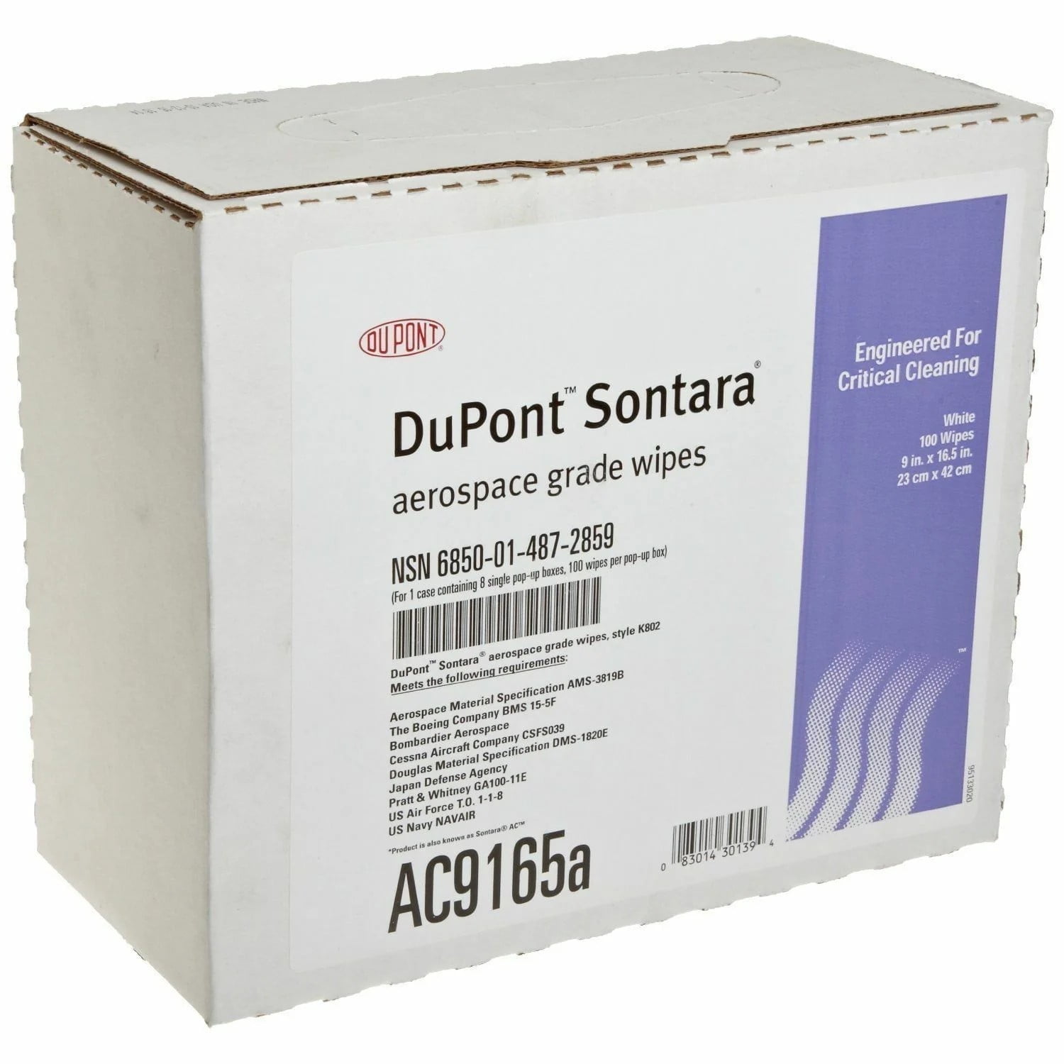 Contec AC9165 Sontara White Wipe In Single Pop-Up Dispenser Box - 8 ...