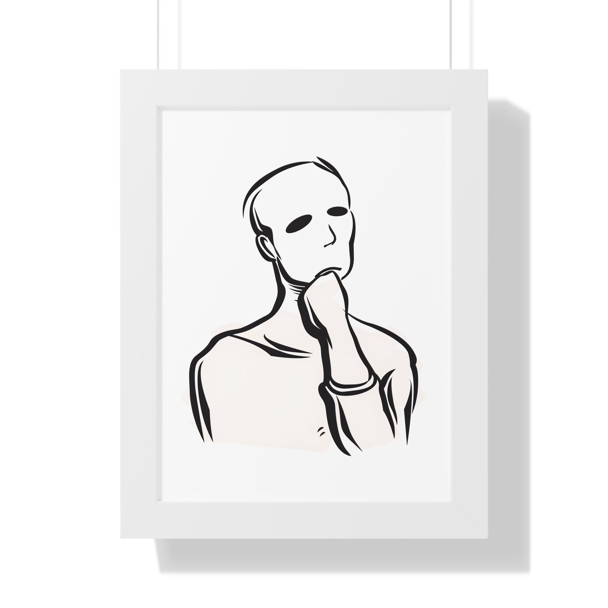 Contemplative Framed Line Art Doodle Poster - Minimalist Thinking ...
