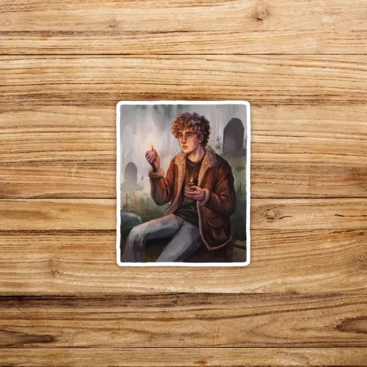 Contemplative Graveyard Candlelight Sticker - Eerie Gothic Watercolor ...