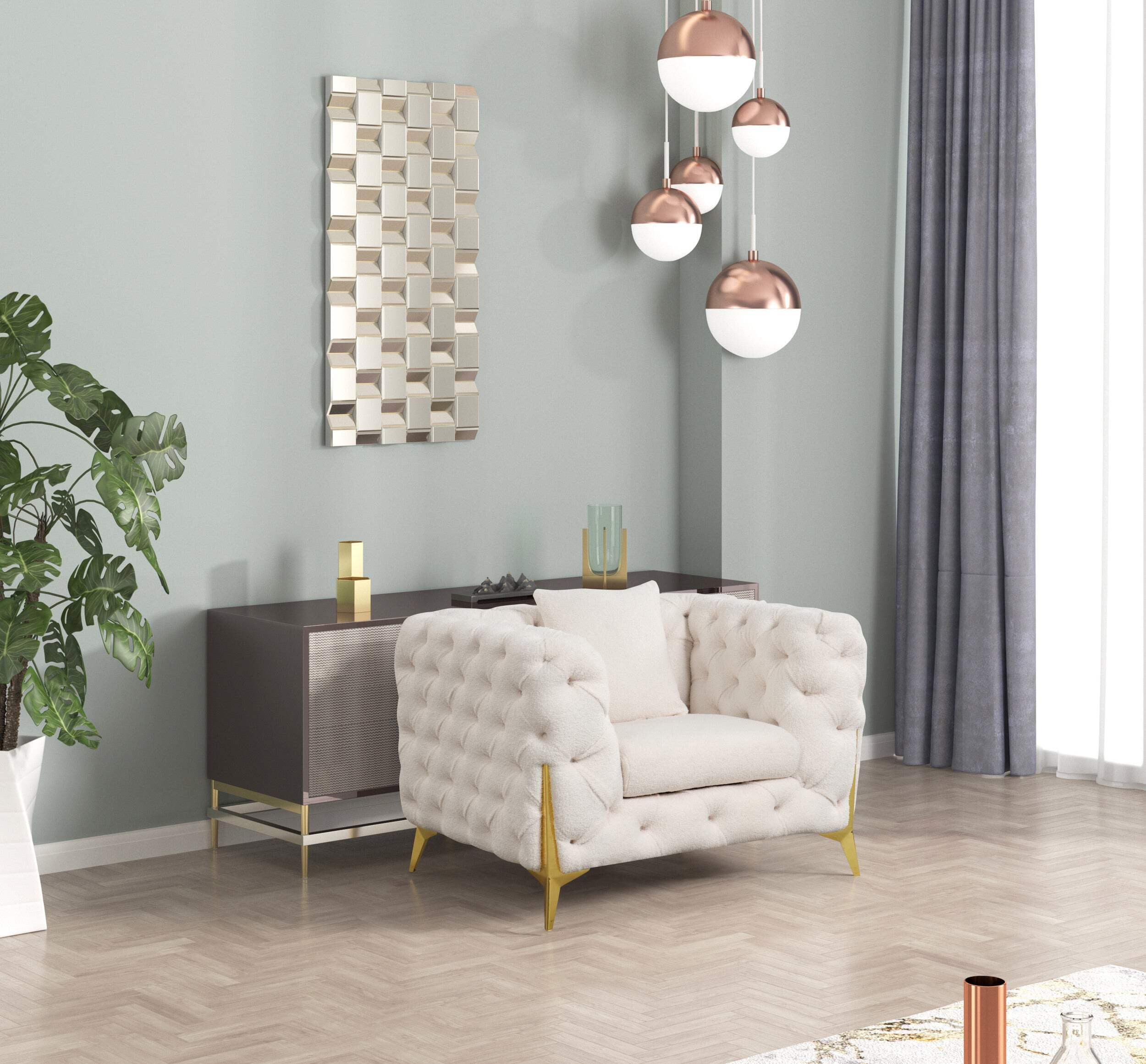 Contempo Modern Style Chair Made With Wood In Cream Cream Primary ...