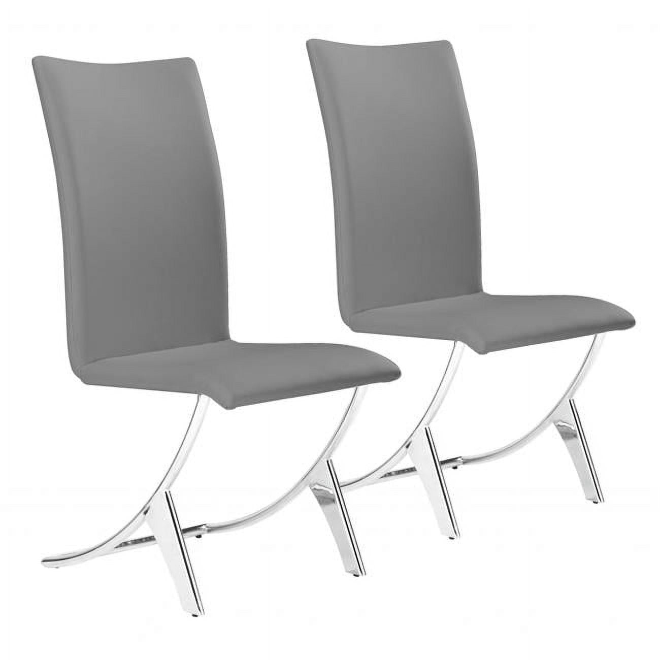 Contempo Slim Faux Leather & Stainless Dining Chairs, Gray - Set of 2 ...