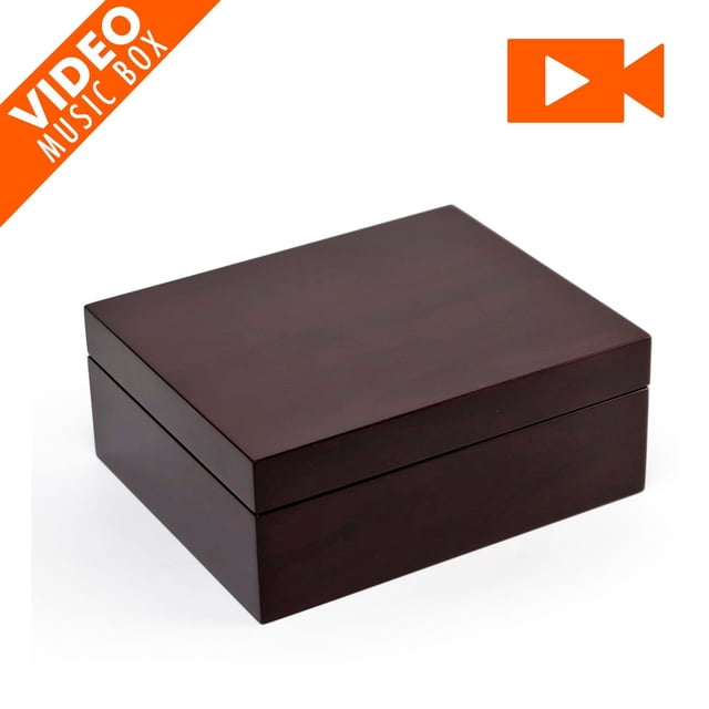 Contemporary 18 Note Hi Gloss Walnut Finish 5" LCD Video Jewelry Box ...