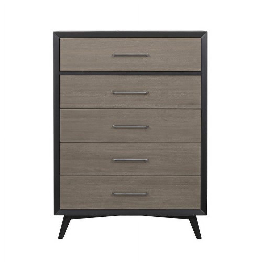 Contemporary 1pc Chest of Drawers, Wood Dresser with 5 Drawers, Tall ...