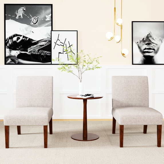 Contemporary 2 Chairs | Solid Wood Construction | Side Table for ...