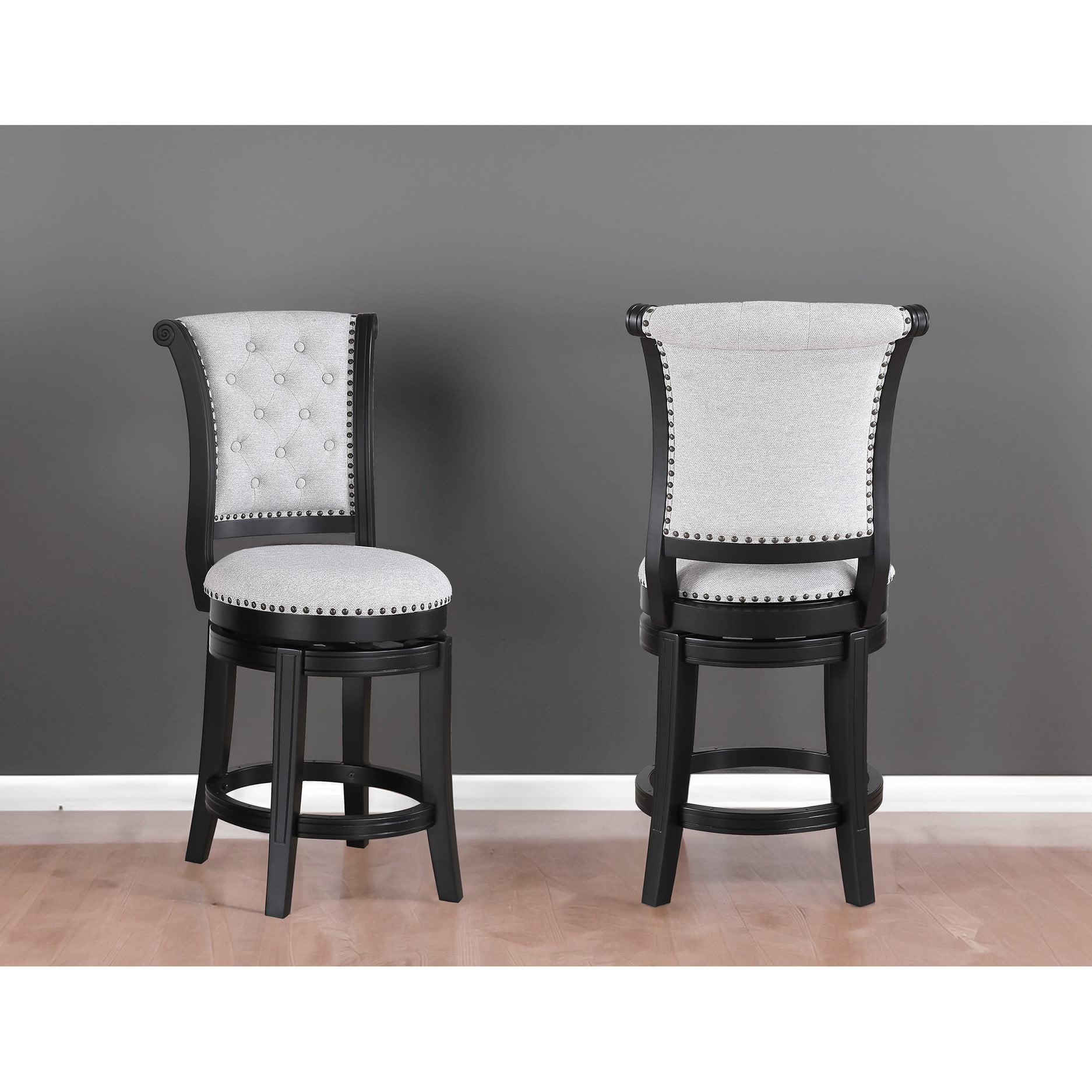 Contemporary 2pc Bar Stools, Black Main Color, Nailhead Trim - Walmart.com