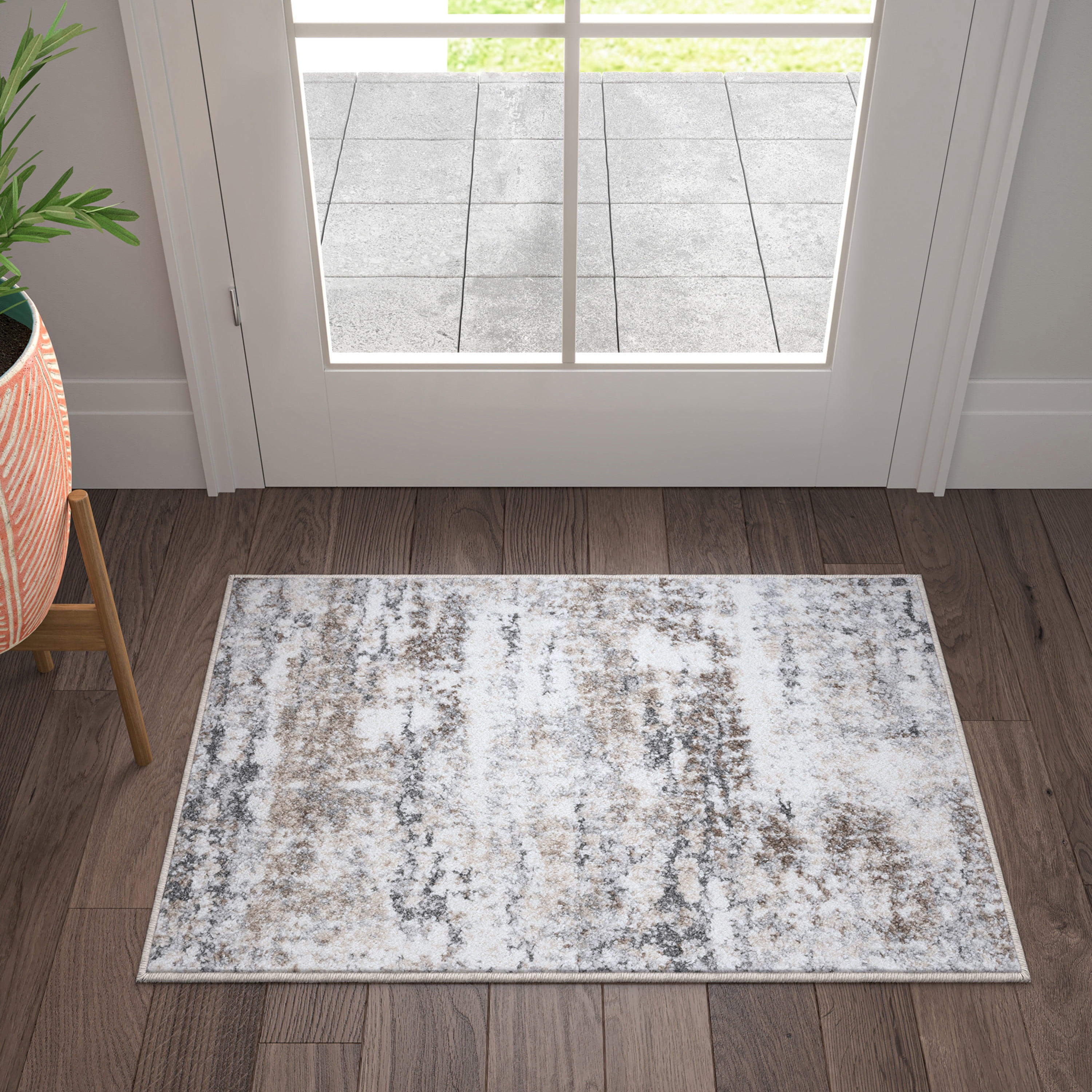 Bliss Rugs Contemporary 2x3 Area Rug Beige Gray Durable Easy Clean Home ...