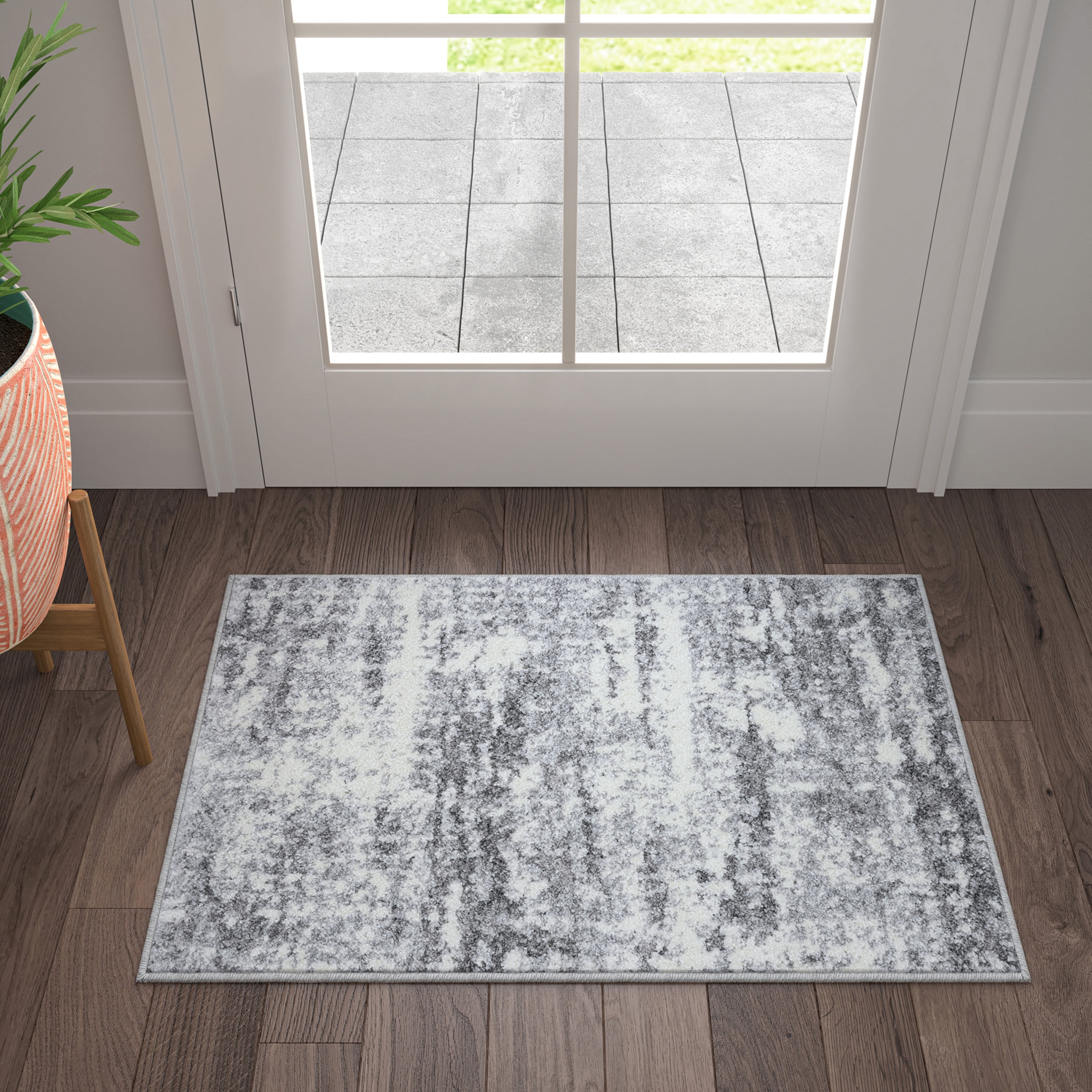 Contemporary 2x3 Area Rug (2' x 2'11'') Abstract Gray, Cream Indoor ...