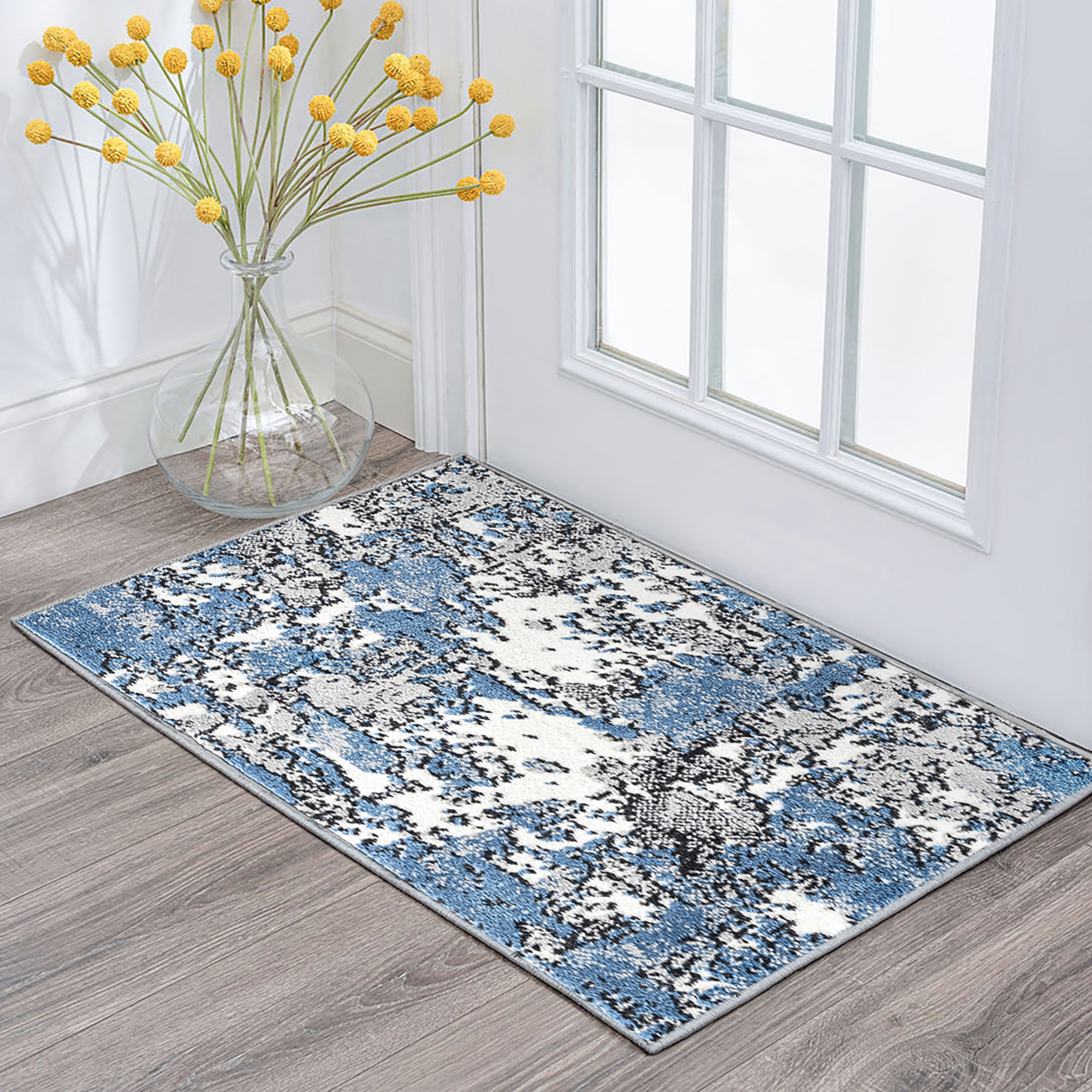 Contemporary 2x3 Area Rug (2' x 3') Abstract Blue, Gray Indoor Scatter ...