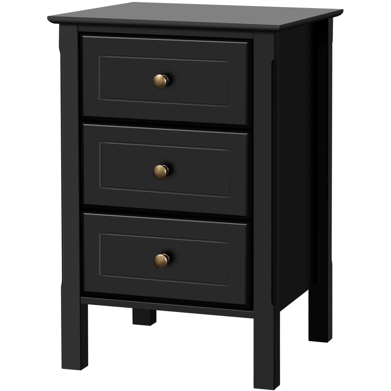 Contemporary 3-Drawer Nightstand for Bedroom, MDF Bedside Table with ...