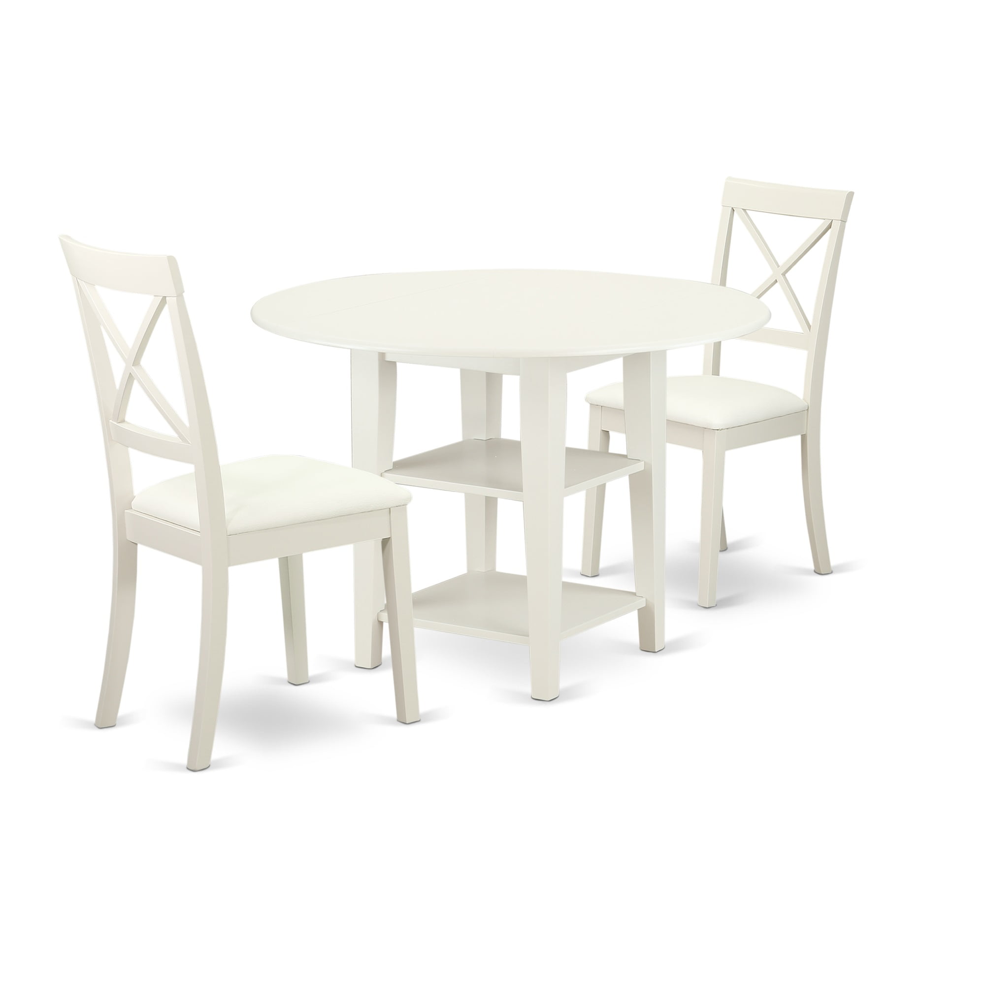 Contemporary 3 Piece Dining Set | Linen White Finish | Rubberwood ...