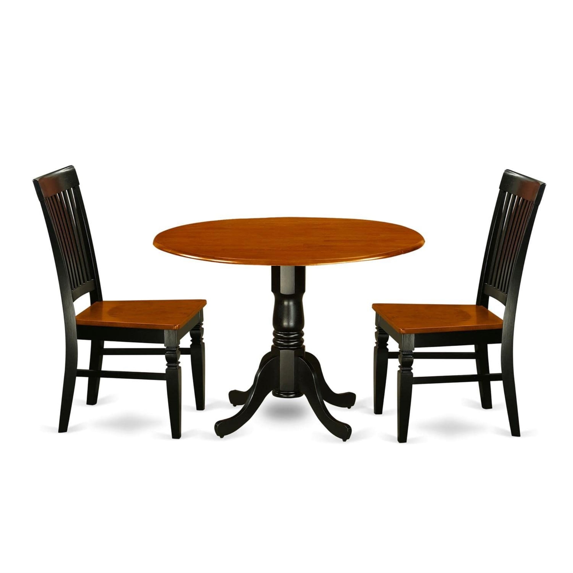 Contemporary 3-Piece Dining Set | Round Table & 2 Chairs | Black ...