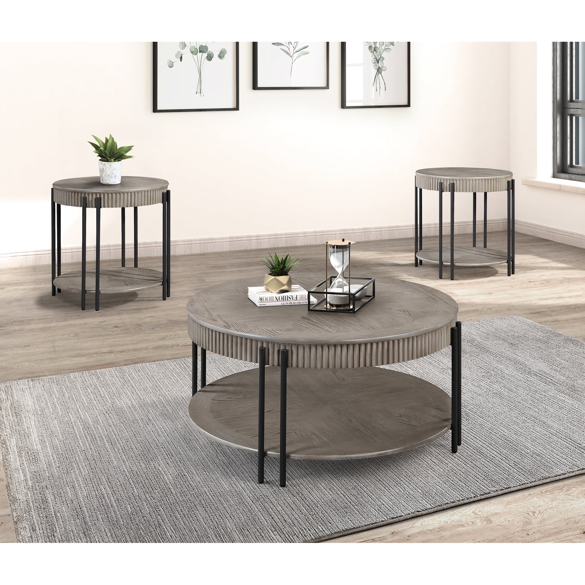 Contemporary 3pc Living Room Furniture: Coffee Table & 2 End Tables ...