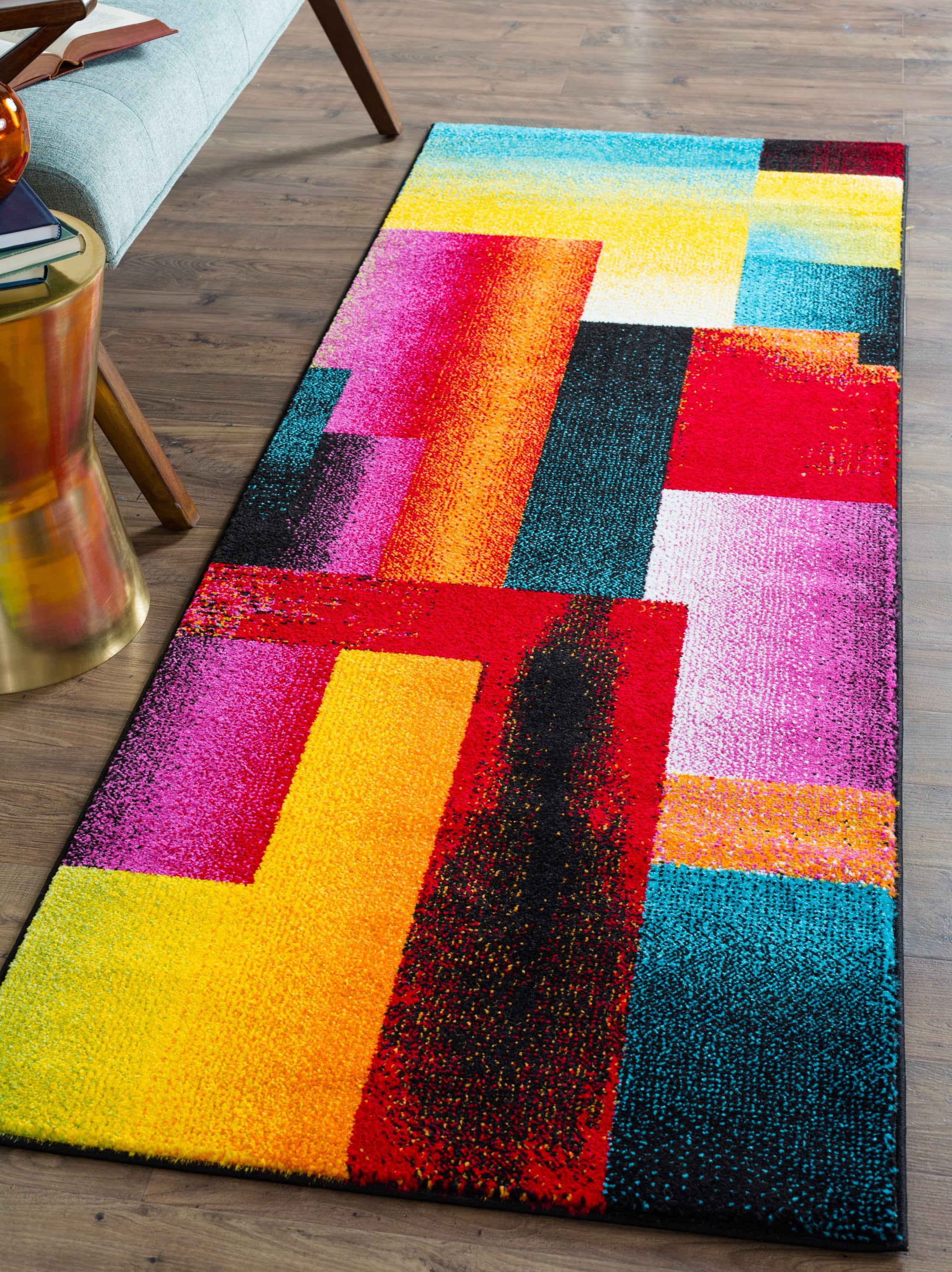 Contemporary 3x8 Area Rug (2'7'' x 7'3'') Abstract Multi-Color Indoor ...