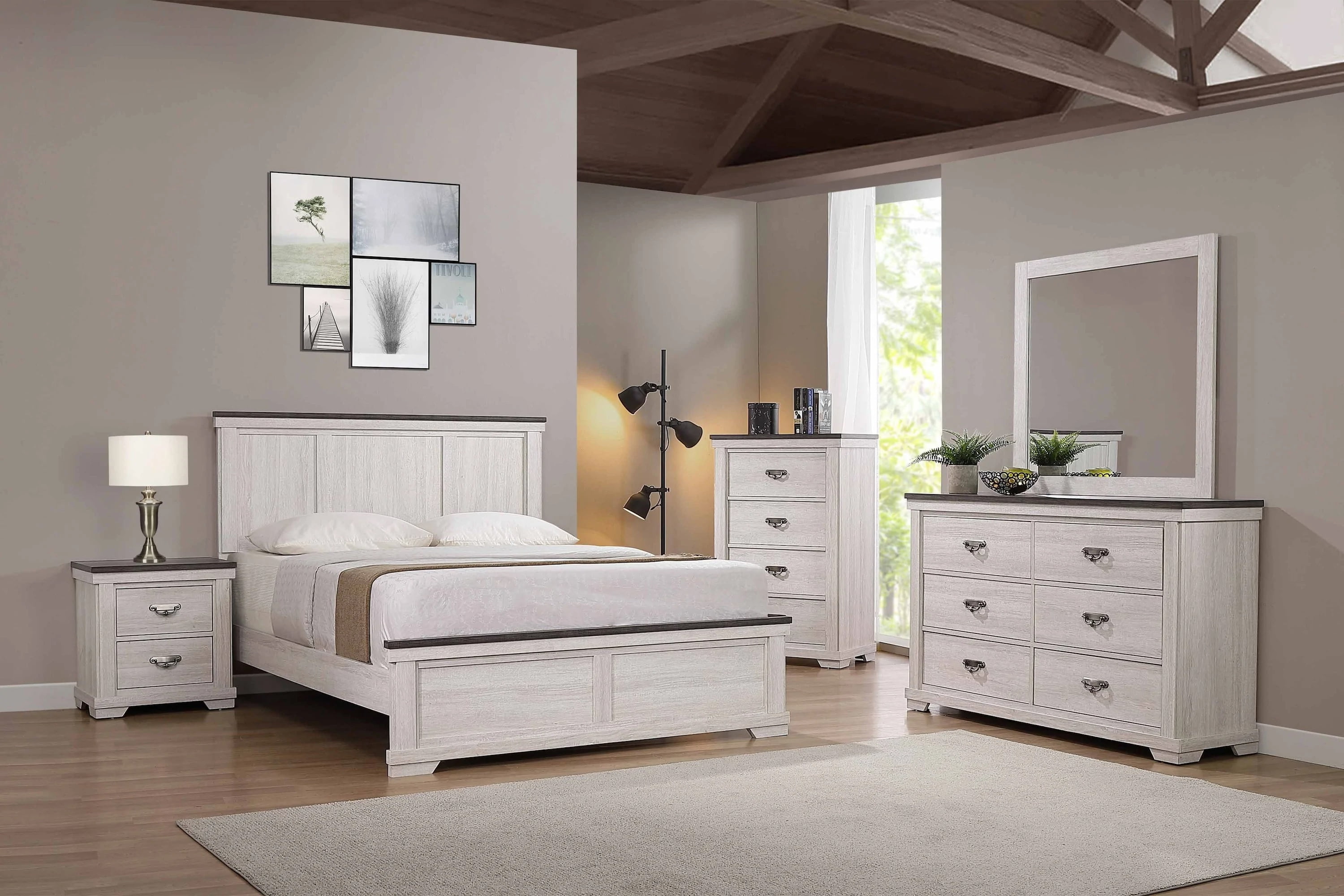 Modern Contemporary Queen Size Bedroom Set with Bed, Dresser, Mirror ...