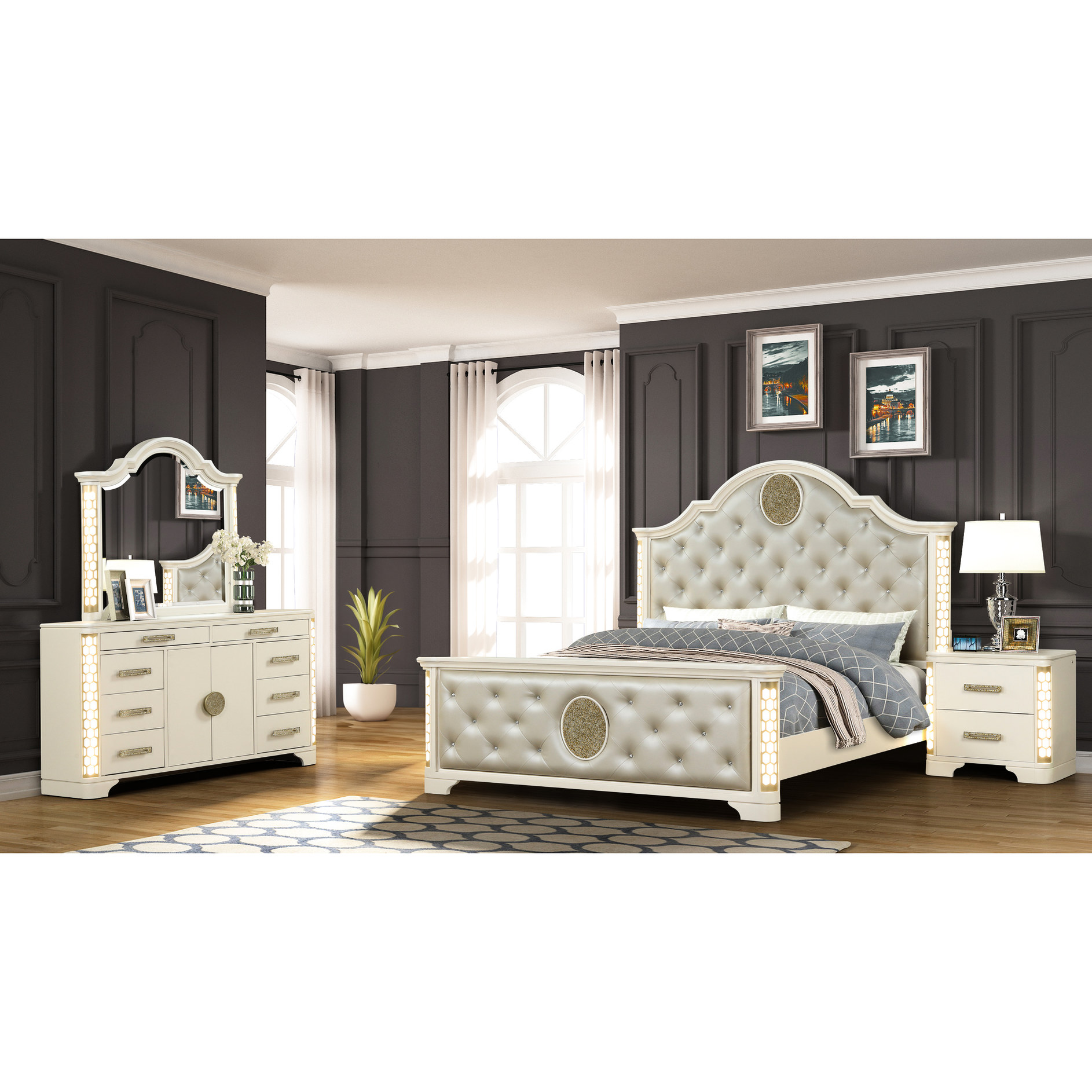 Contemporary 4-Piece Wood Bedroom Set+Spacious Drawers”-“Bedroom ...