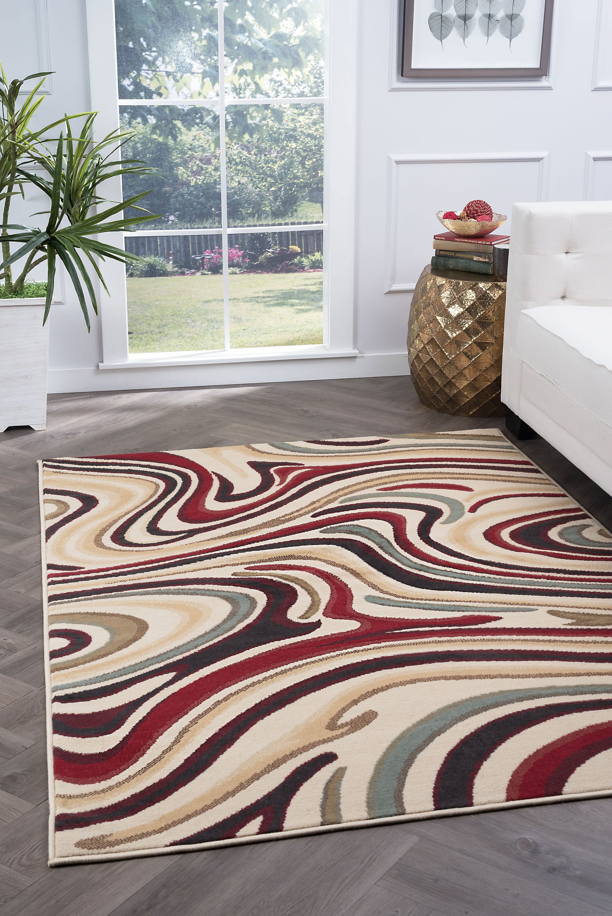 Contemporary 5x7 Area Rug (5' x 7') Abstract Multi-Color Living Room ...