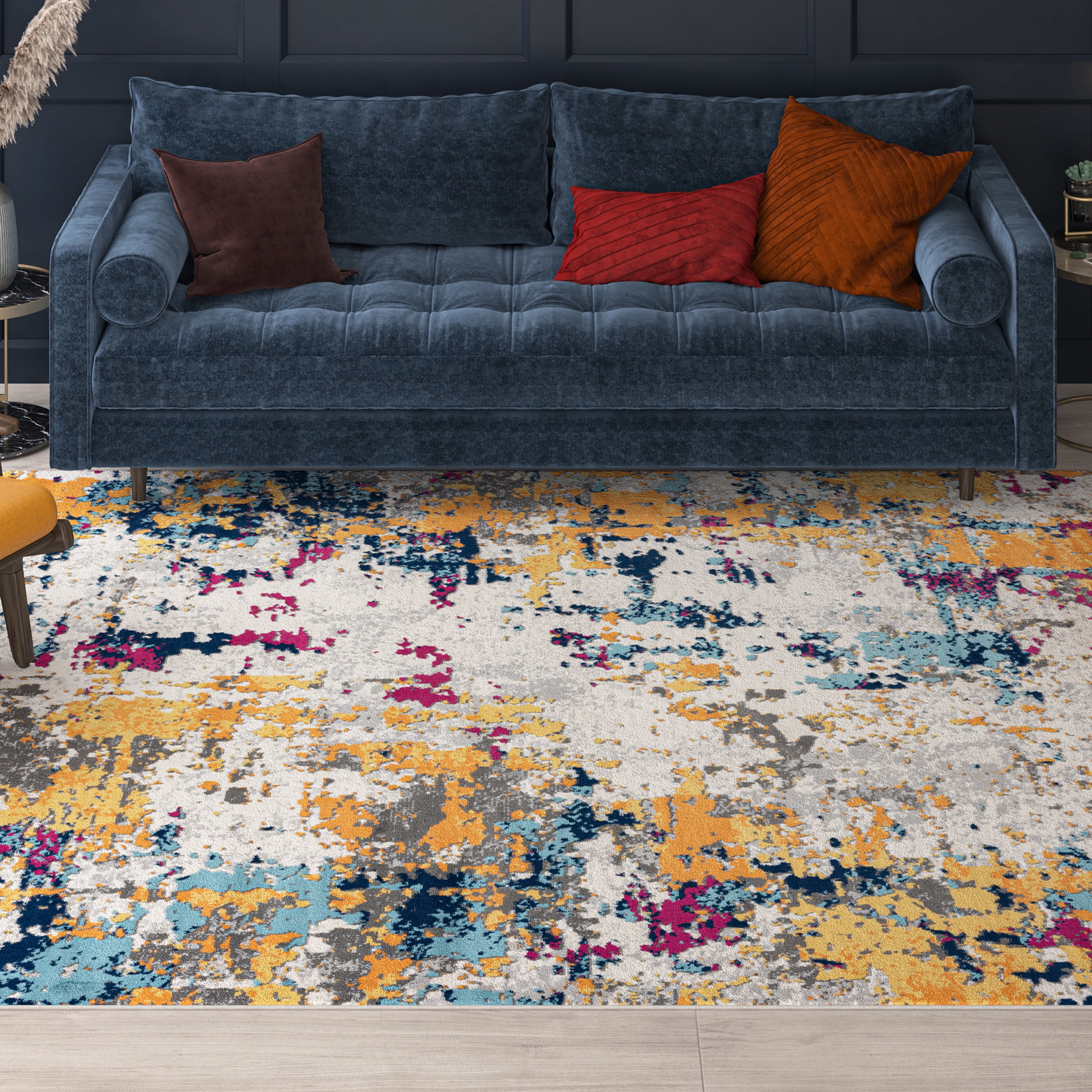 Contemporary 5x8 Area Rug (5'3'' x 7'3'') Abstract Multi-Color Living ...