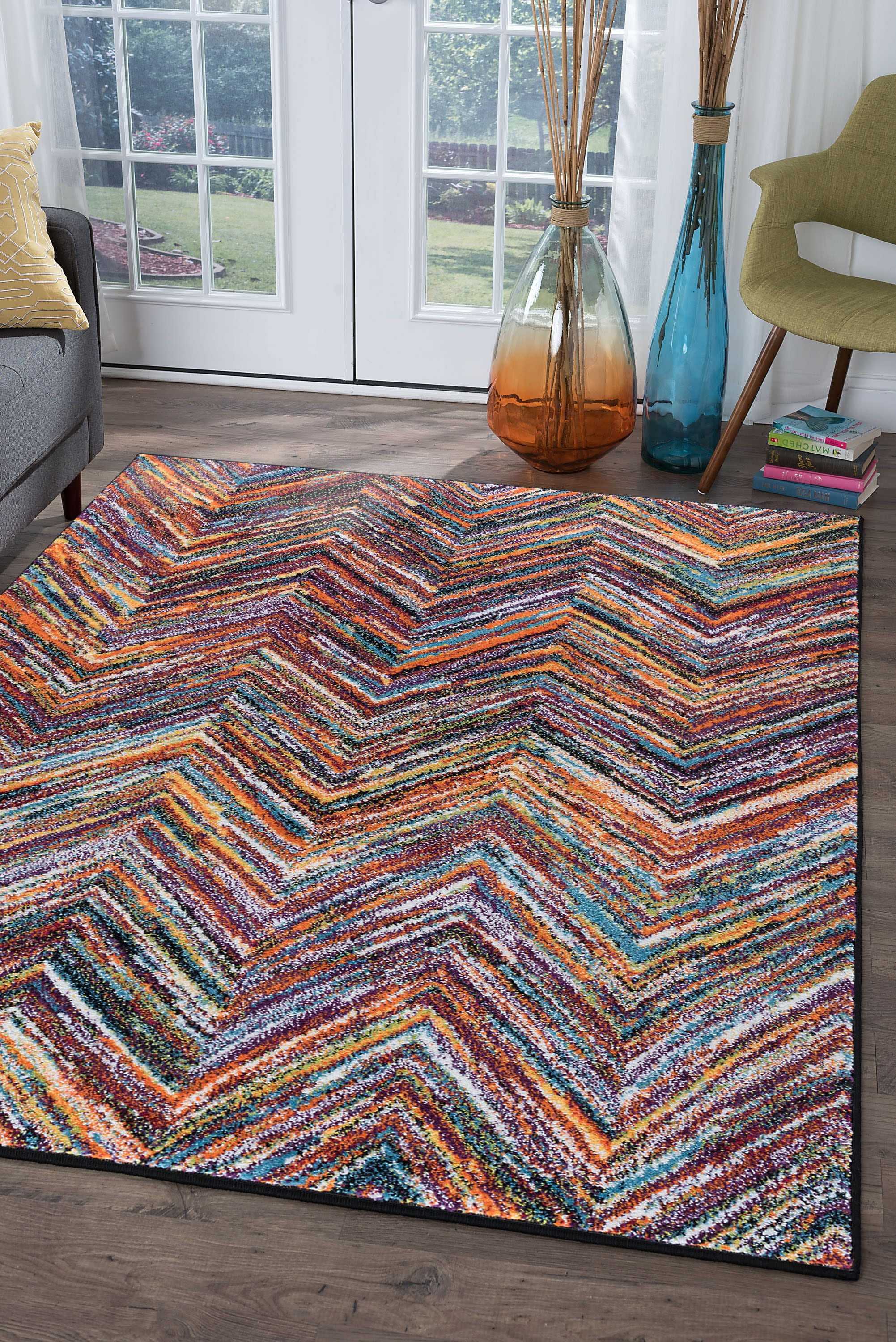 Contemporary 5x8 Area Rug - Chevron Multi-Color - 53 x 73 - Walmart.com