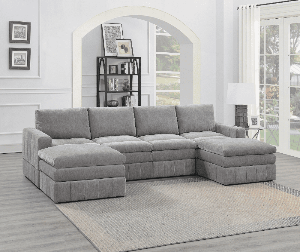 Contemporary 6pc Modular Sectional Set - Granite Morgan Fabric ...
