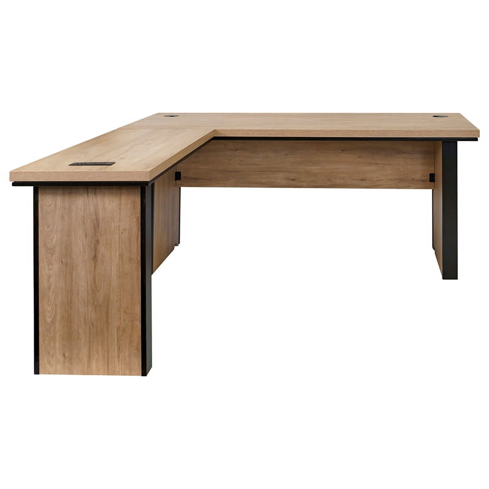 Contemporary 72" Wood Laminate Office Desk With Return Light Brown ...