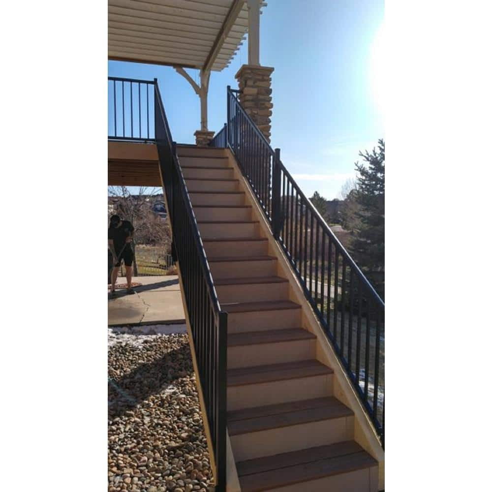 Contemporary 8 ft x 36 in. Black Fine Textured Aluminum Stair Rail Kit ...