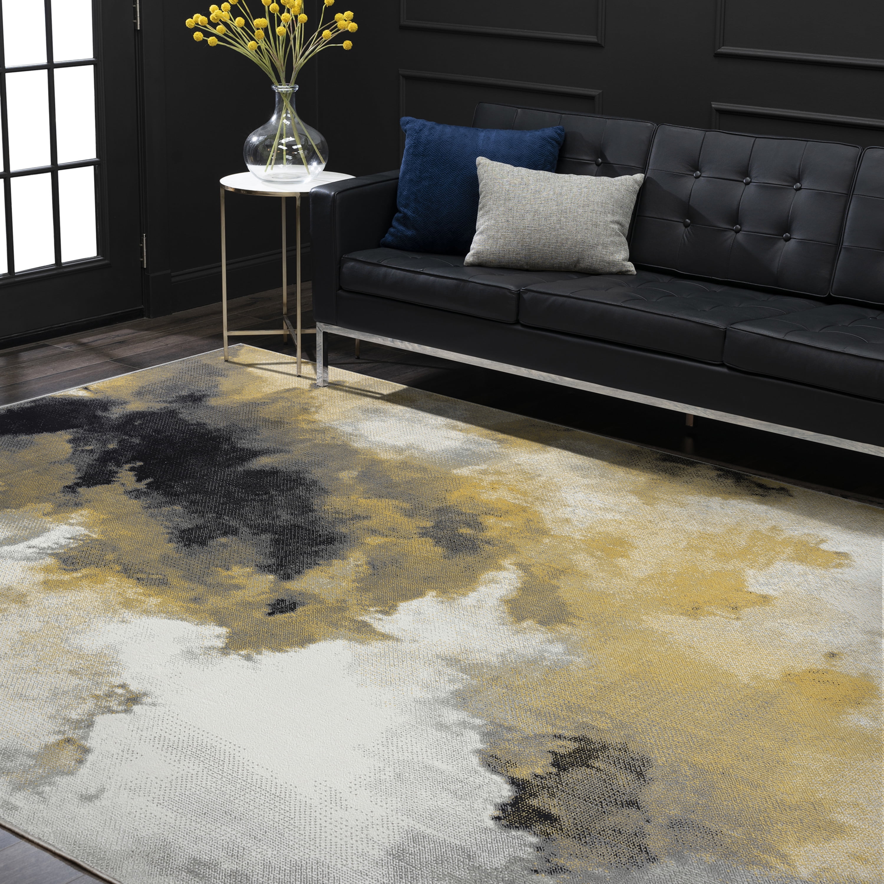 Contemporary 8x10 Area Rug - Abstract Yellow Cream - Walmart.com