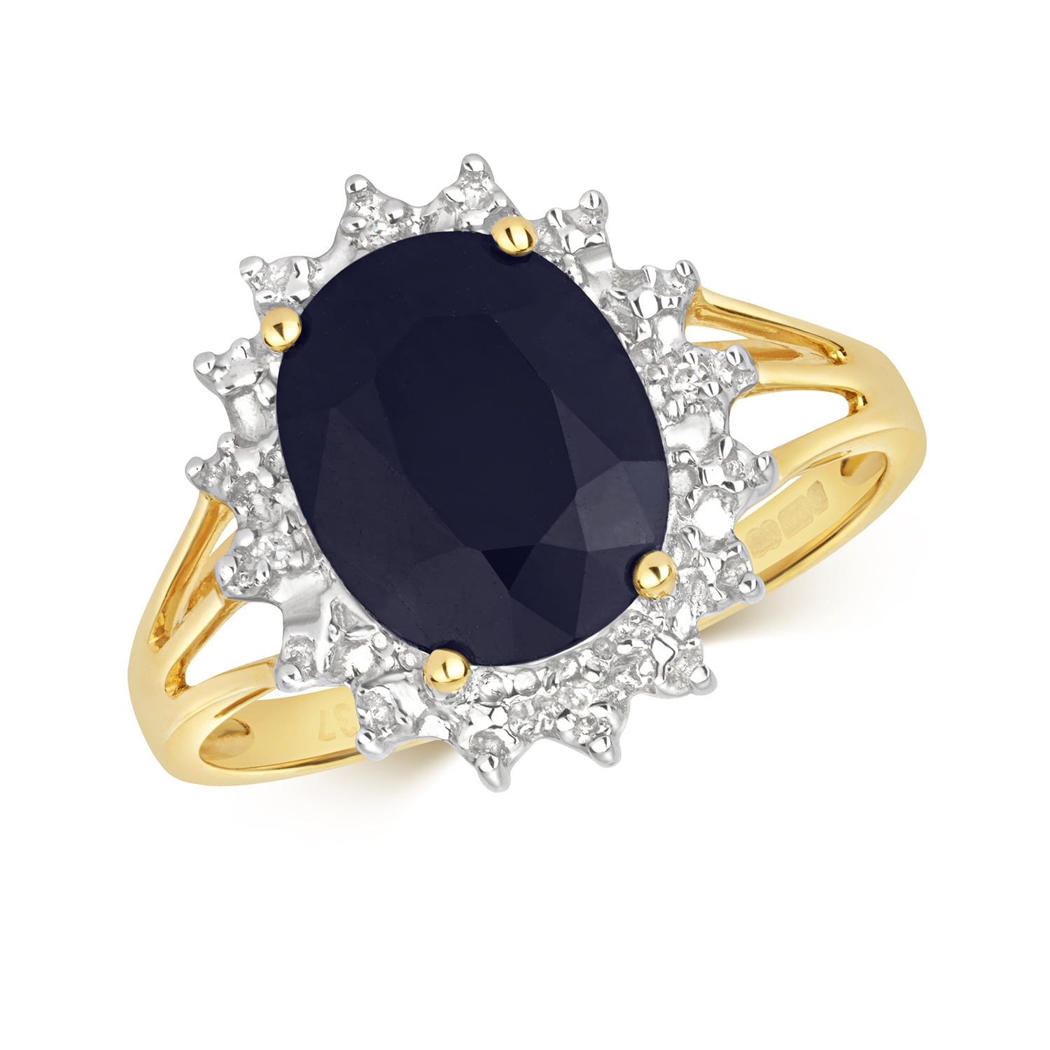 Contemporary 9k Gold Women Diamond Ring Brilliant Cut H - PK with Sapphire - Walmart.com