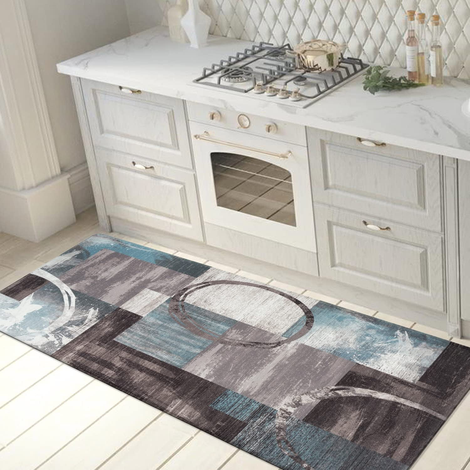 Contemporary Abstract Circles Anti Fatigue Standing Mat 18" x 47" Gray ...