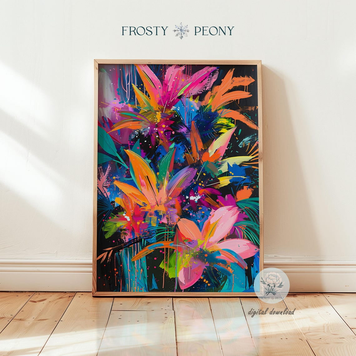 Contemporary Abstract Flower Art Print, Maximalist Tropical Flower ...