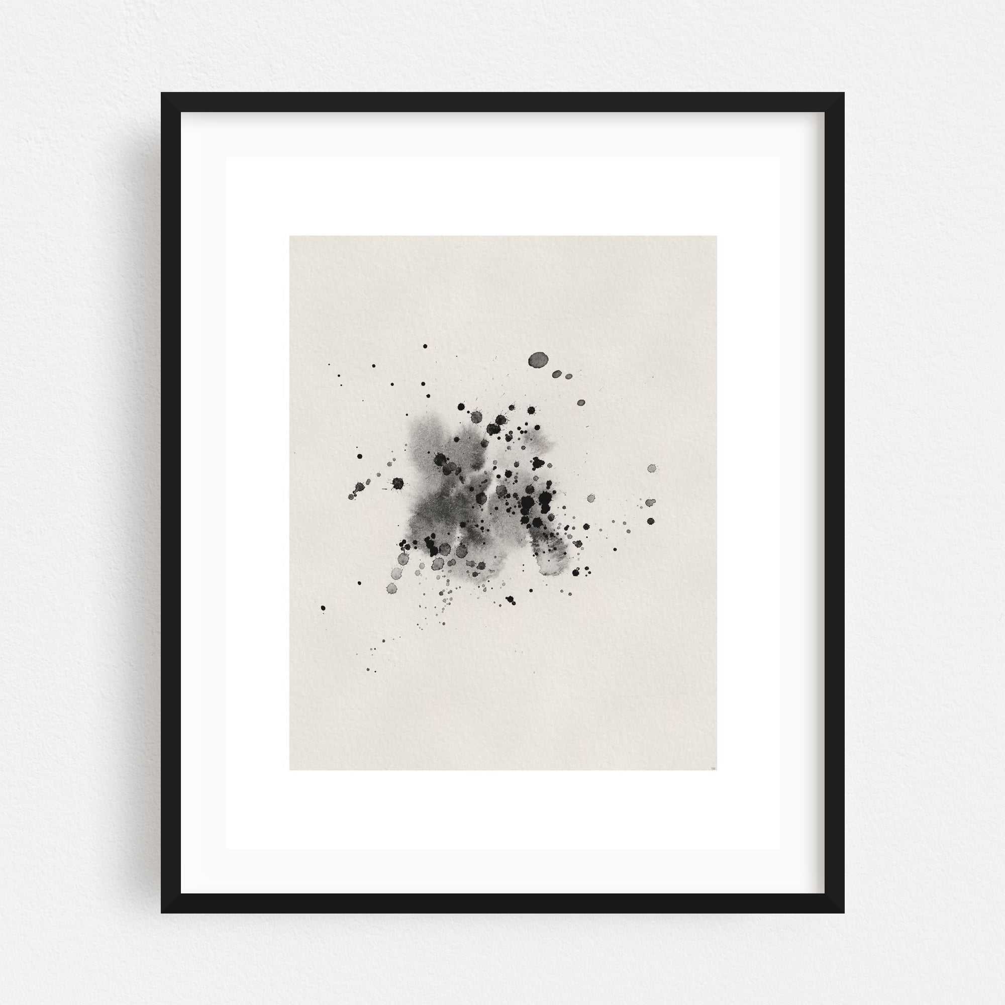 Contemporary Abstract Poster – Minimalist Black Splatter on Beige ...