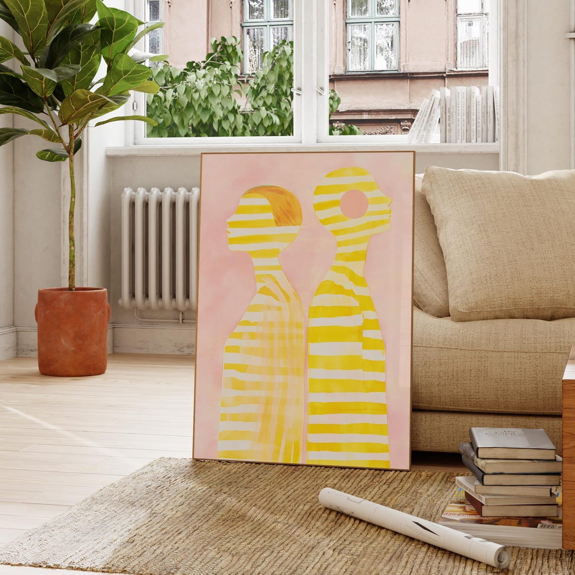 Contemporary Abstract Striped Wall Art, Bright Women Print, Colorful ...