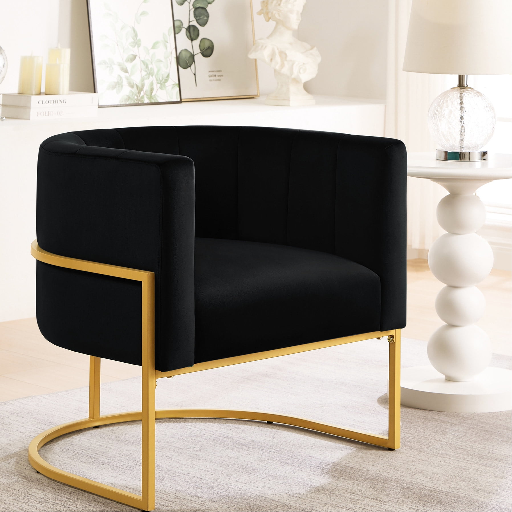 Contemporary Accent Chair | Golden Iron Base | Study Room Comfort ...