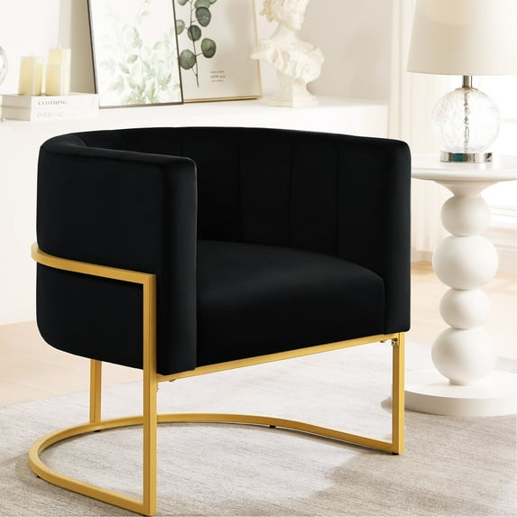 Contemporary Accent Chair | Golden Iron Base | Study Room Comfort ...