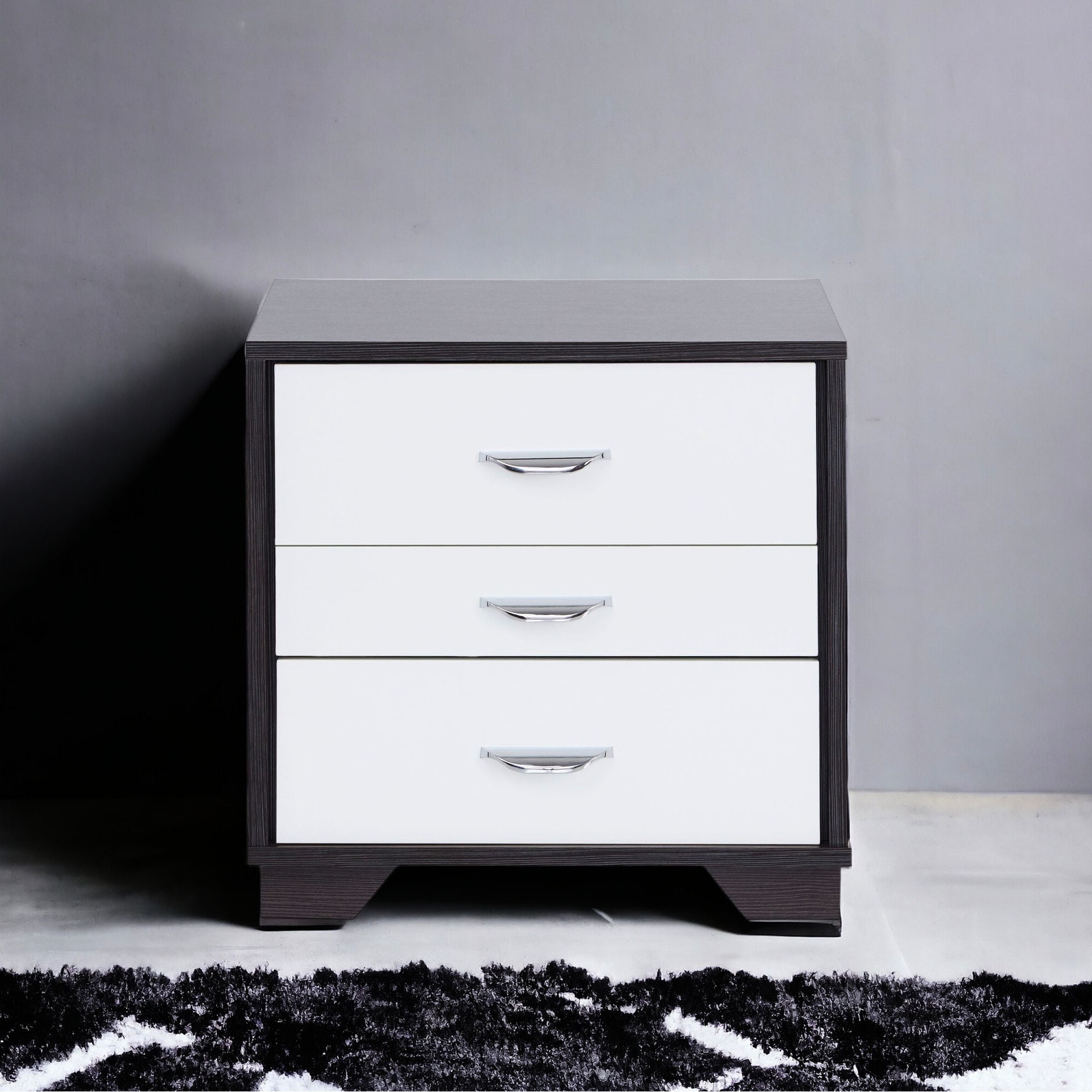 Rectangular Bedroom Night Table | 3 Drawers for Keeping Things | MDF ...