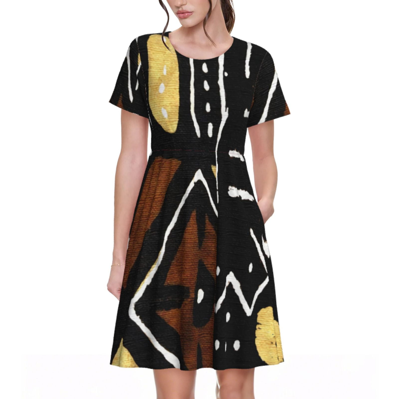 Contemporary African Mud Cloth Print 5 Women 2025 Summer Casual Dress ...